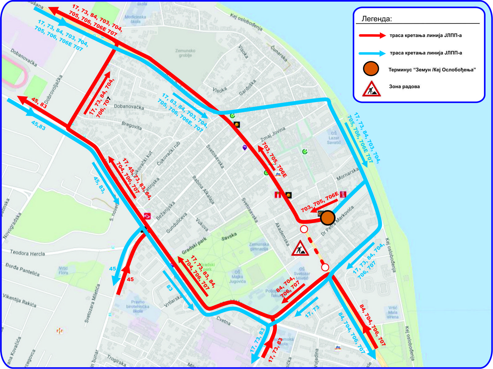 Zemun: Koje linije GSP-a menjaju trase zbog radova (MAPA) - Vreme