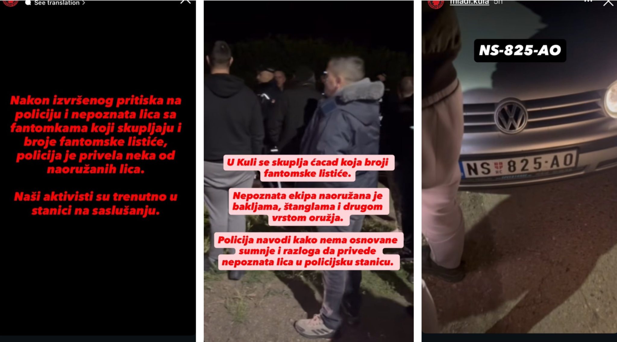 Noć u Kuli: Fantomke, palice i sukobljene priče aktivista i policije ...
